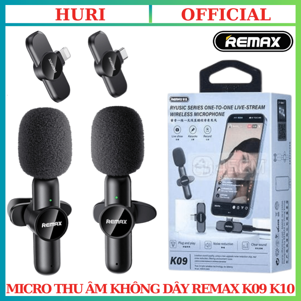 Micro Không Dây K09 K10 Remax Hỗ Trợ Livestream - Lọc Tiếng Ồn - Chống Nhiễu - Khoảng Cách Xa ...