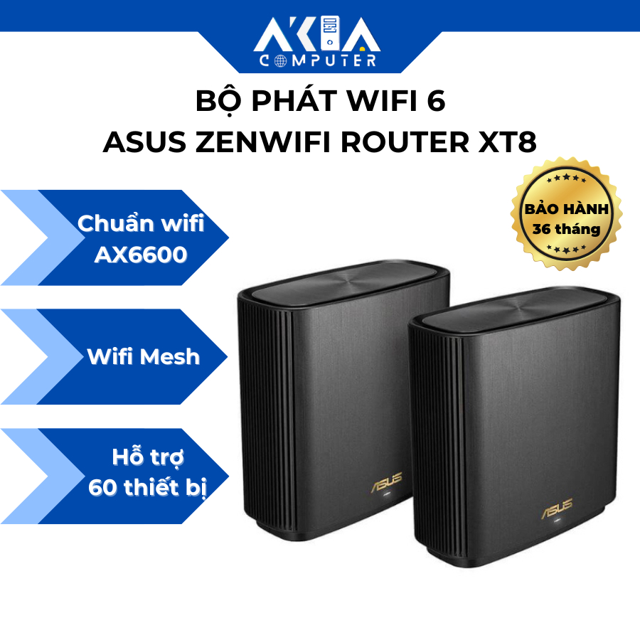 Bộ phát wifi 6 MESH Asus ZenWiFi Router XT8 (2 Pack), chuẩn AX6600 ...
