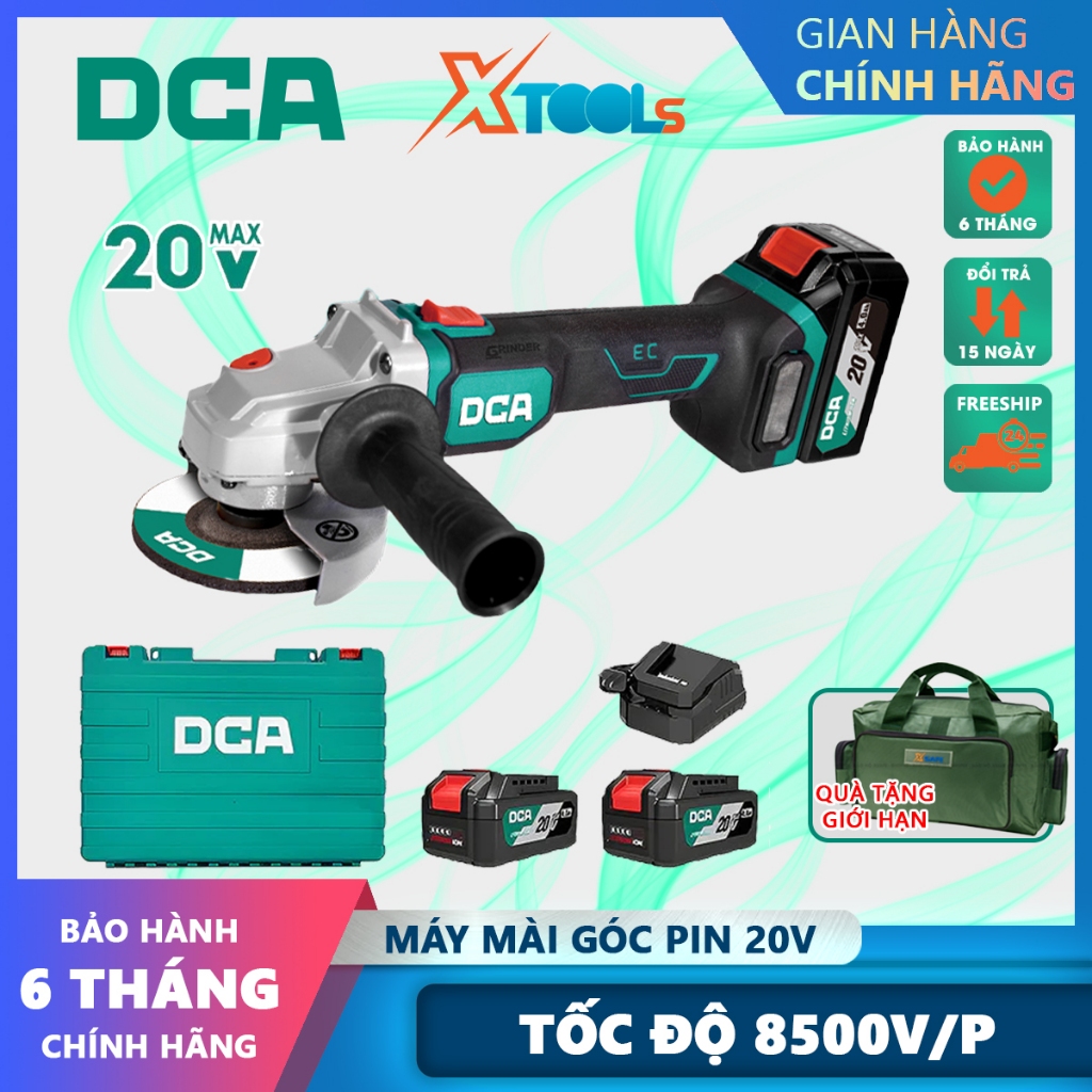 Máy mài góc dùng pin không chổi than DCA ADSM06-100 tốc độ 8500/p cốt M10 100mm, máy cắt cầm tay ...