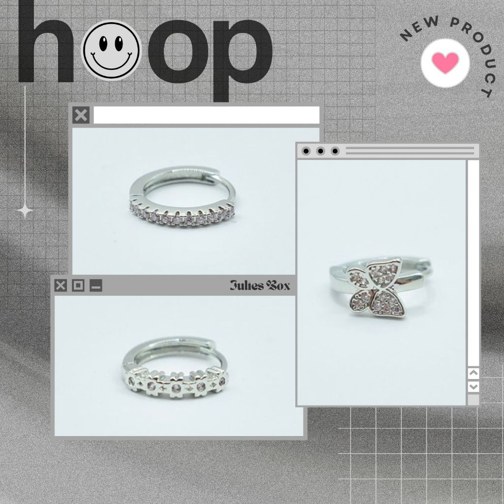 [1 CHIẾC] [BẤM] Khuyên Tai Hoop Tròn ĐÁ HỒNG VOL2 Unisex Không Ngứa ...