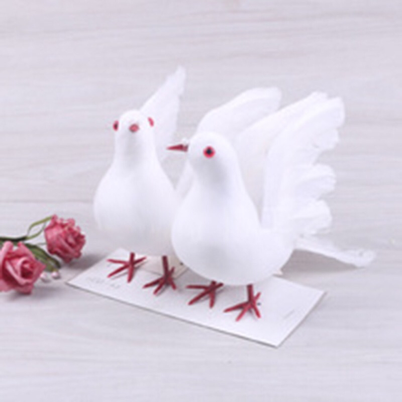 Set 2 con chim bồ câu giả trang trí đám cưới, decor trang trí tiểu cảnh ...