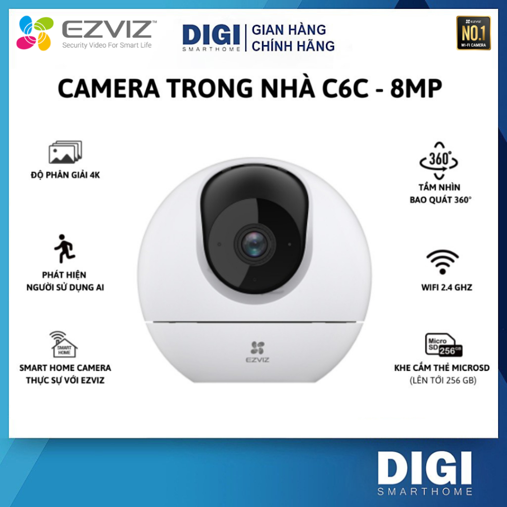 Camera Wifi EZVIZ C6C 4K 8MP Siêu Nét - Xoay 360 Độ,Trò Chuyện Hai Chiều, Theo Dõi Chuyển Động ...