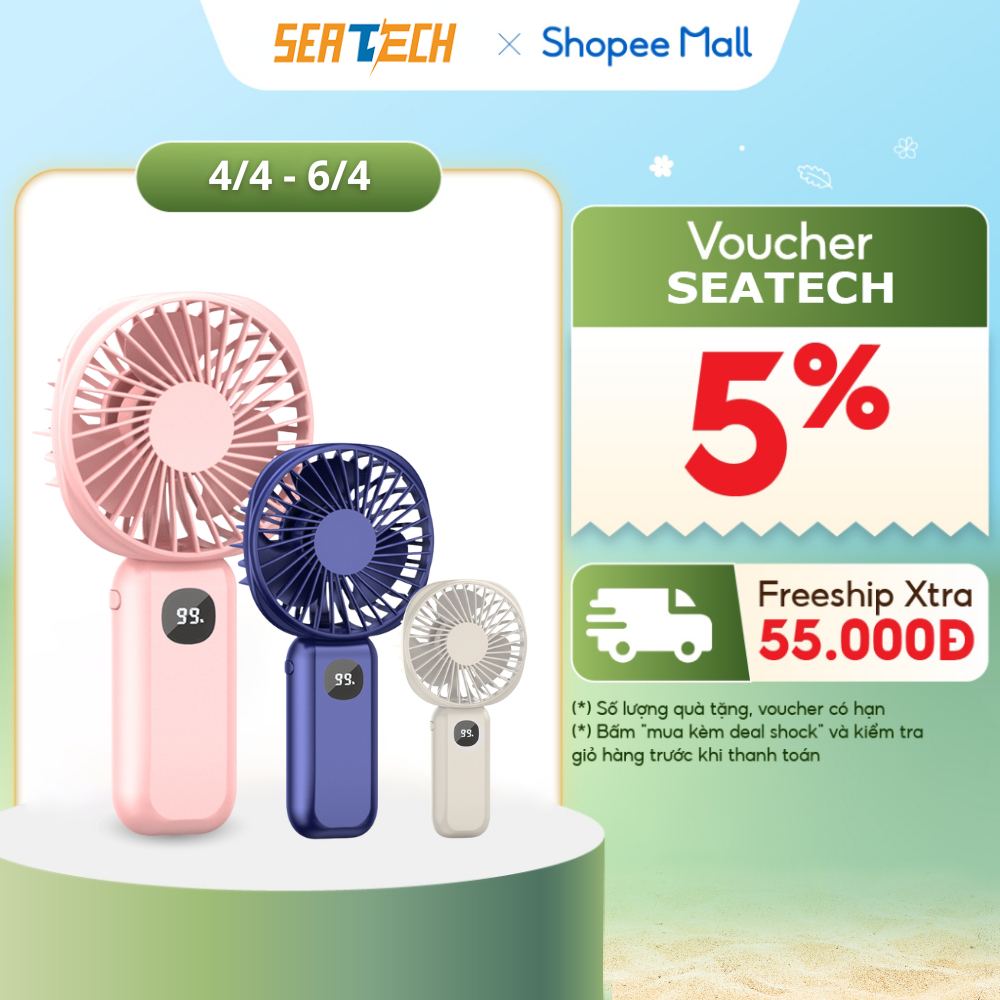 Quạt cầm tay mini METIS 5 mức gió tích hợp đèn pin và sạc dự phòng 3 ...