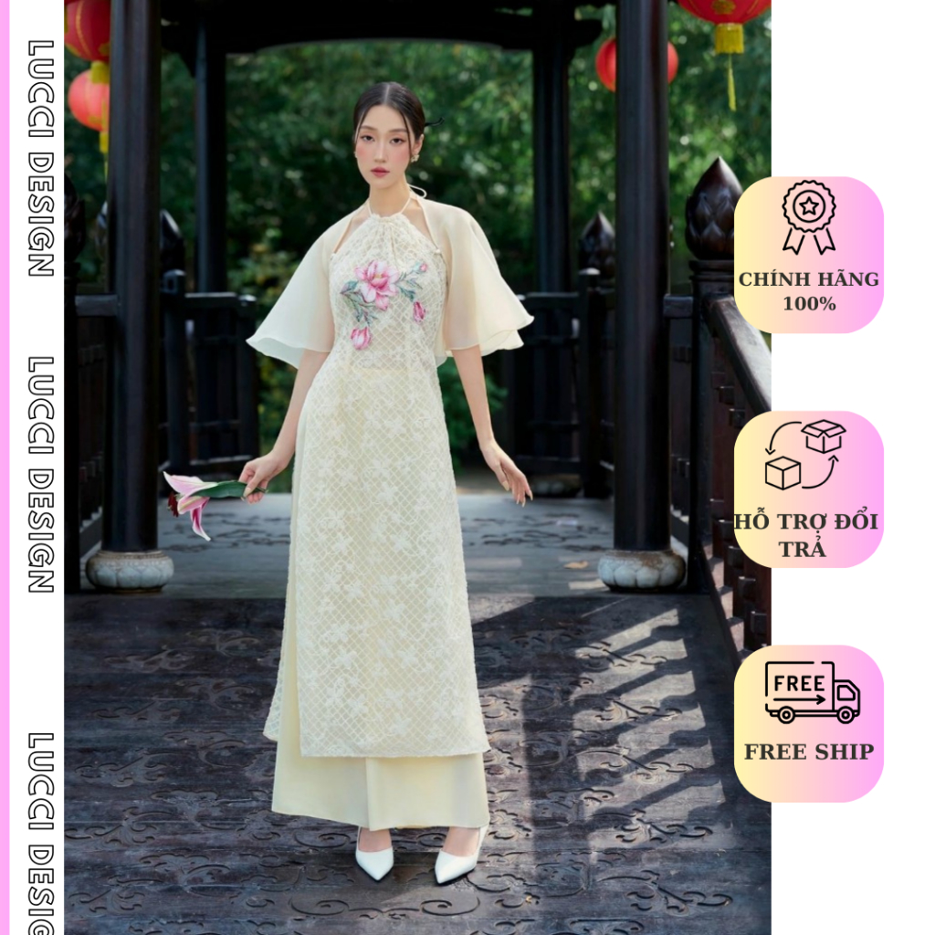 Áo dài cách tân Ngọc Nữ vải ren mềm cao cấp by Lucci.Design | Shopee ...