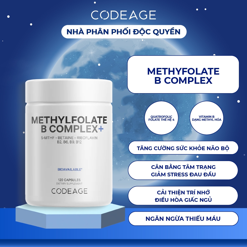 Viên Bổ Não Codeage - Methylfolate B Complex 120 Viên - Giúp Tăng Cường Trí Nhớ Và Cân Bằng Sức ...