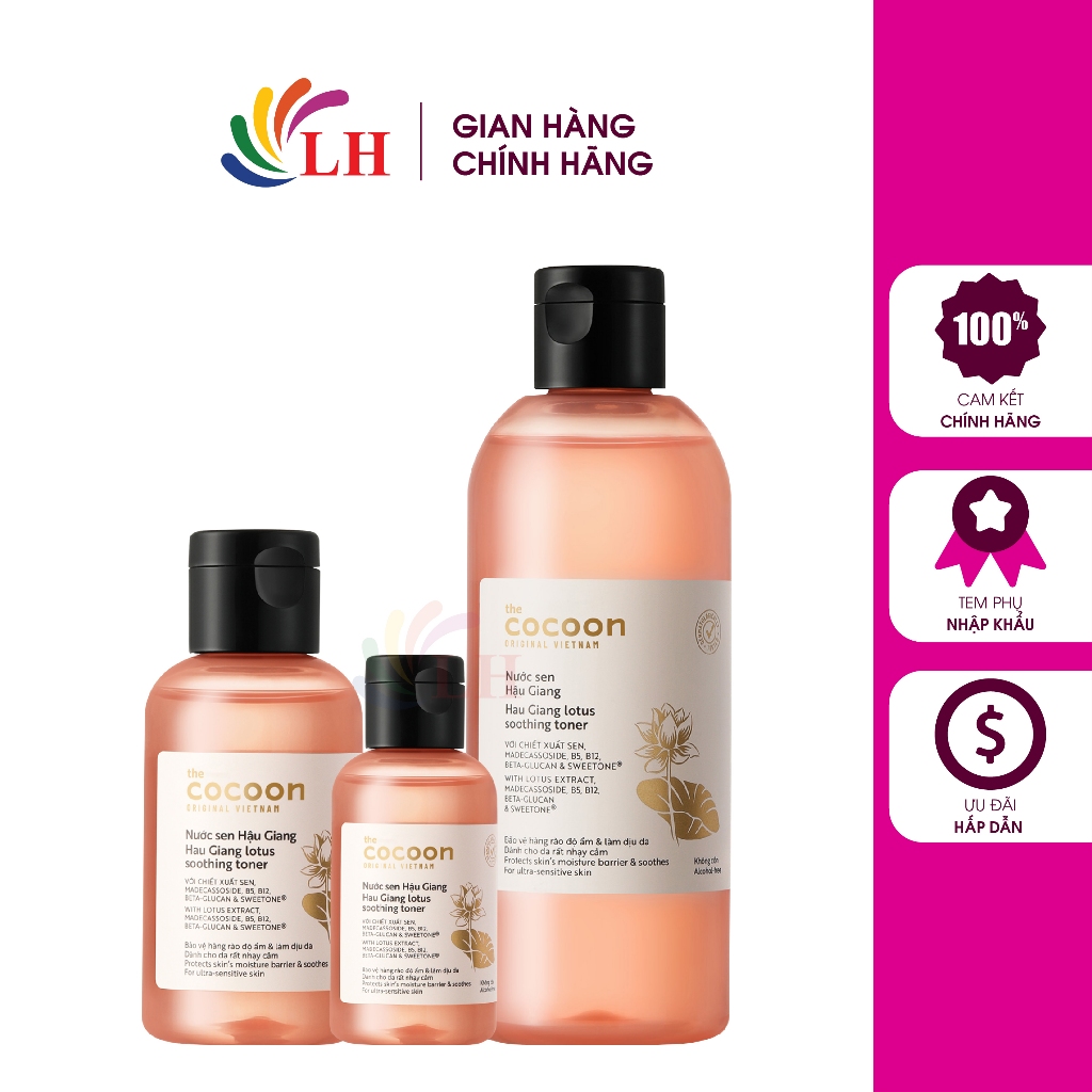 Nước sen Hậu Giang Cocoon Lotus Soothing Toner làm dịu cho da nhạy cảm ...