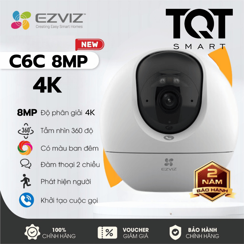 CAMERA Wifi EZVIZ C6C 4K 8MP|C6CN, Xoay 360 Độ, Đàm Thoại 2 Chiều, Theo Dõi Chuyển Động, Hàng ...