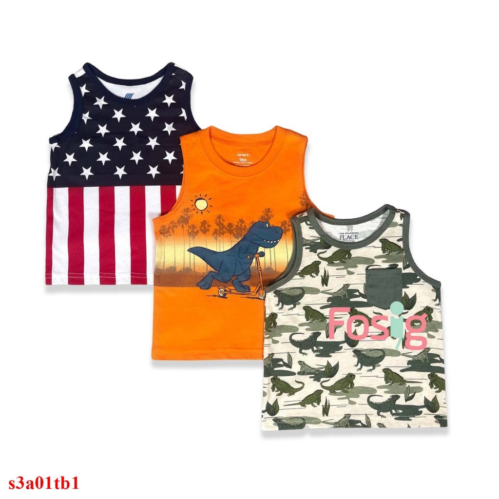 7-18kg Set 3 Áo Thun 3 lỗ thoán mát cho bé trai- Nhiều hãng, giao ngẫu nhiên S3A01 | Shopee Việt Nam