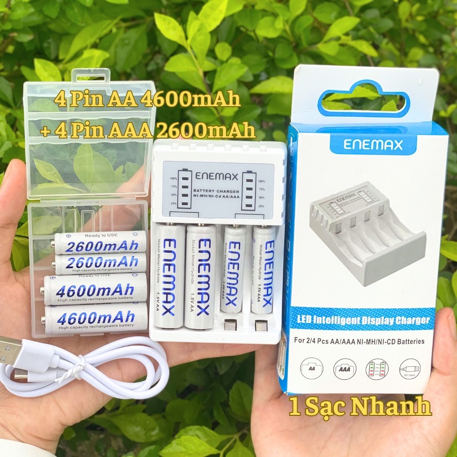 Combo pin AA/AAA kèm sạc hoặc pin rời Enemax dành cho mic không dây ...