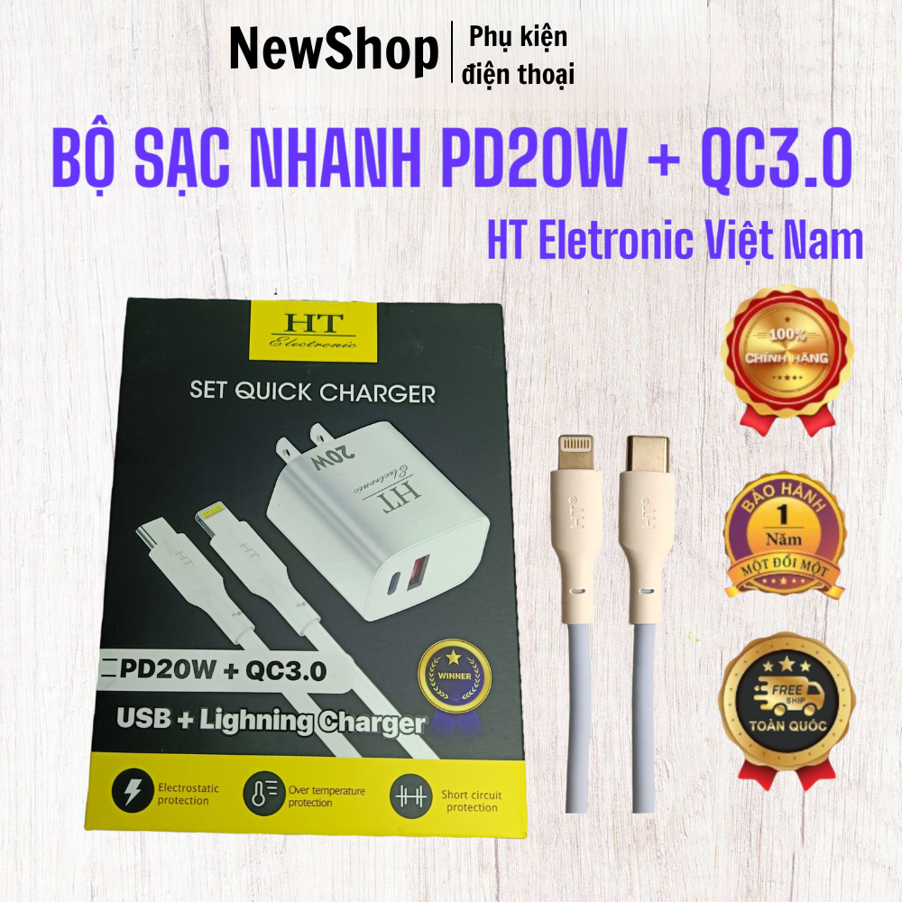 Bộ sạc nhanh, dây sạc nhanh, củ sạc PD 20w HT-Electronic Việt Nam, 2 cổng PD20W+QC3.0 Store Hải ...