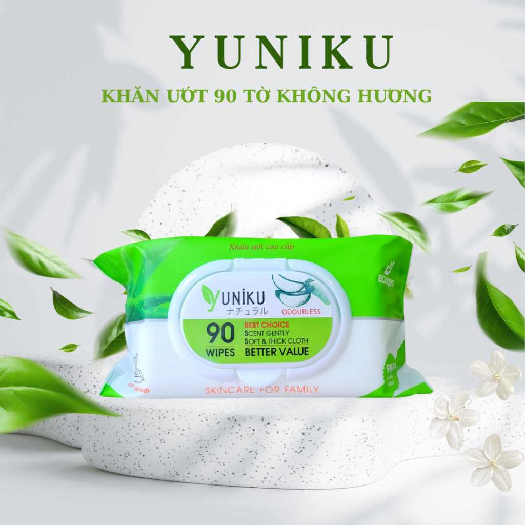 1 gói khăn ướt YUNIKU 90 tờ xanh lá - không hương - HÀNG CHÍNH HÃNG cao ...