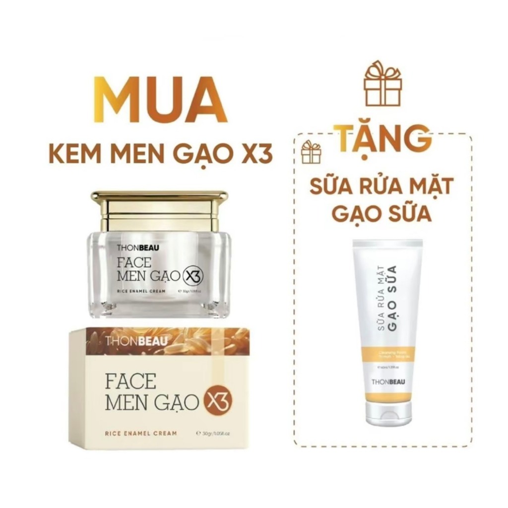 KEM MEN GẠO X3 ( TẶNG SỬA RỬA MẶT 40ML ) | Shopee Việt Nam
