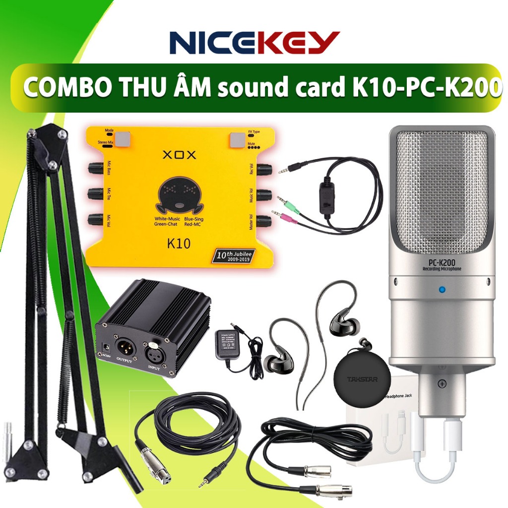 Combo Mic Thu Âm TAKSTAR PC K200, Sound card K10, Micro chuyên nghiệp ...