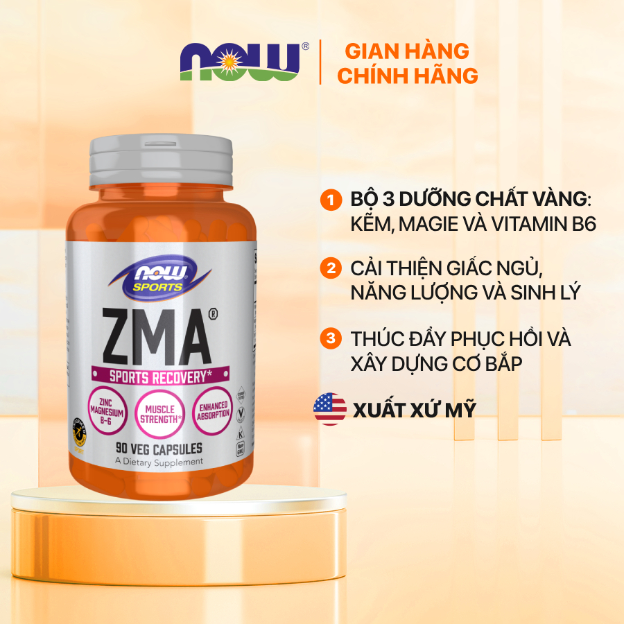 Viên uống ZMA Now Sports Recovery của Mỹ bổ sung kẽm magie vitamin B6 ...