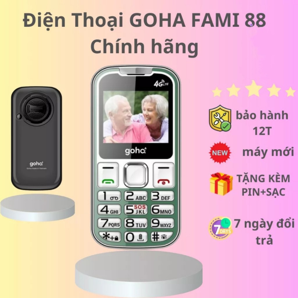 Điện Thoại Loa To Cho Người Già Fami 88, Sóng 4G, Pin Khủng 6800 mAh, Máy 2 Sim, Hỗ Trợ Đọc Số ...
