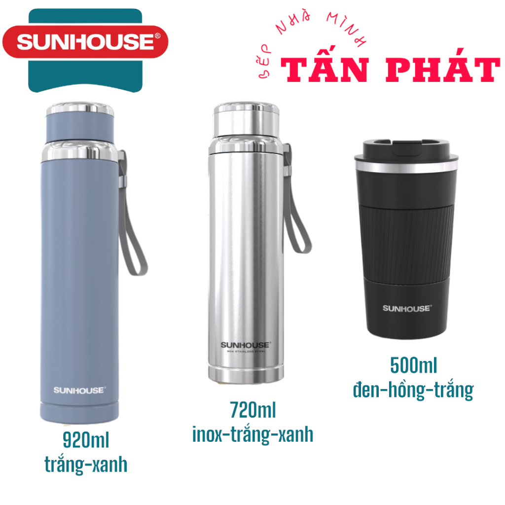 Bình giữ nhiệt inox 304 2 lớp SUNHOUSE 450ml - 500ml - 720ml -920ml hàng chính hãng | Shopee ...