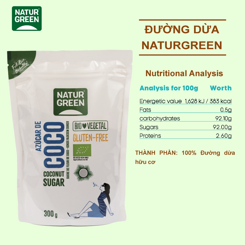 Đường Dừa Hữu Cơ Organic Coconut Sugar Bio NaturGreen 300g | Shopee ...