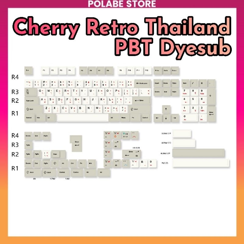 Keycap Retro Cherry profile PBT dyesub bàn phím cơ Retro Japan Russia ...