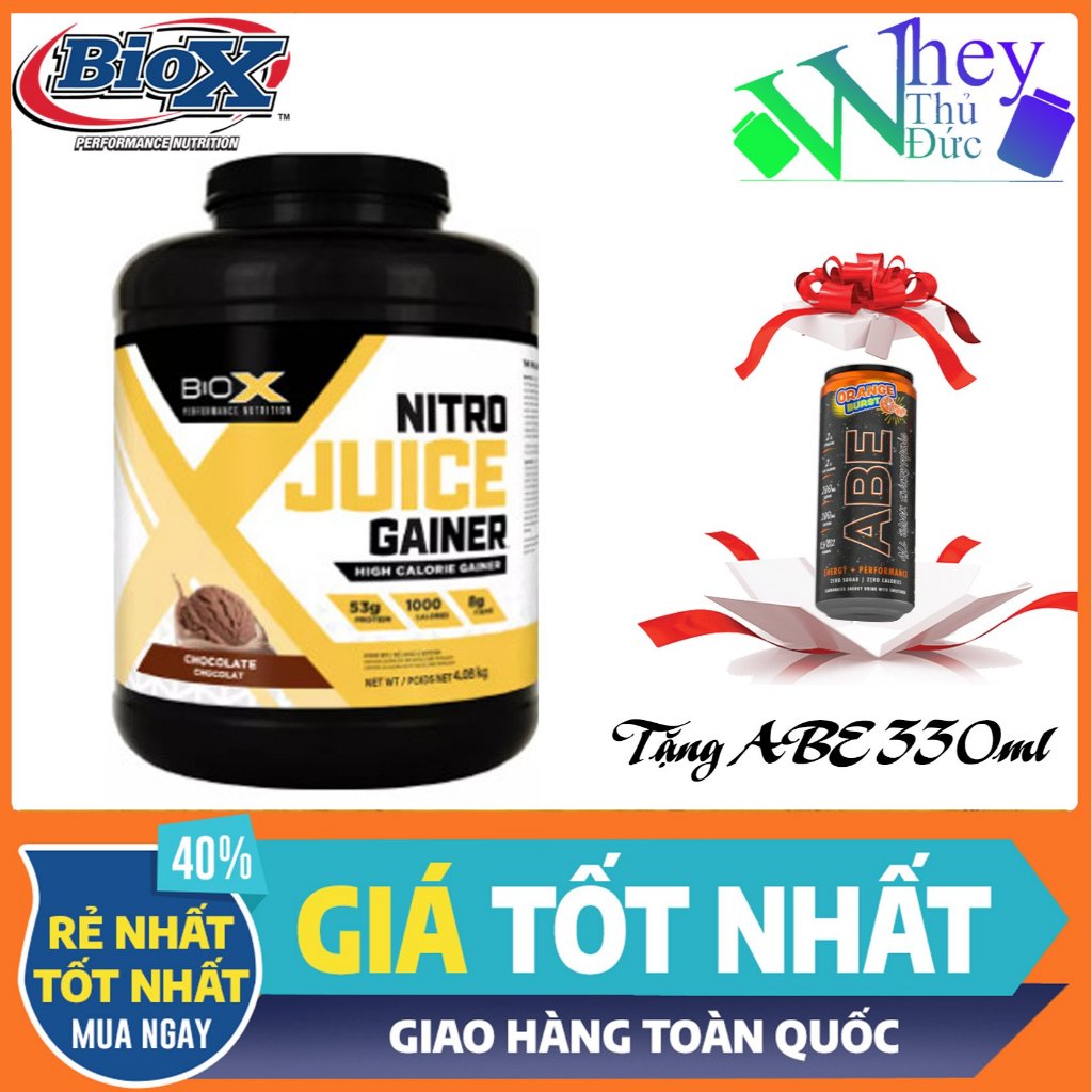 Mass Gainer Nitro Juice Biox HỦ 4Kg 16 SERVS - Mass Tăng cân tăng cơ ...