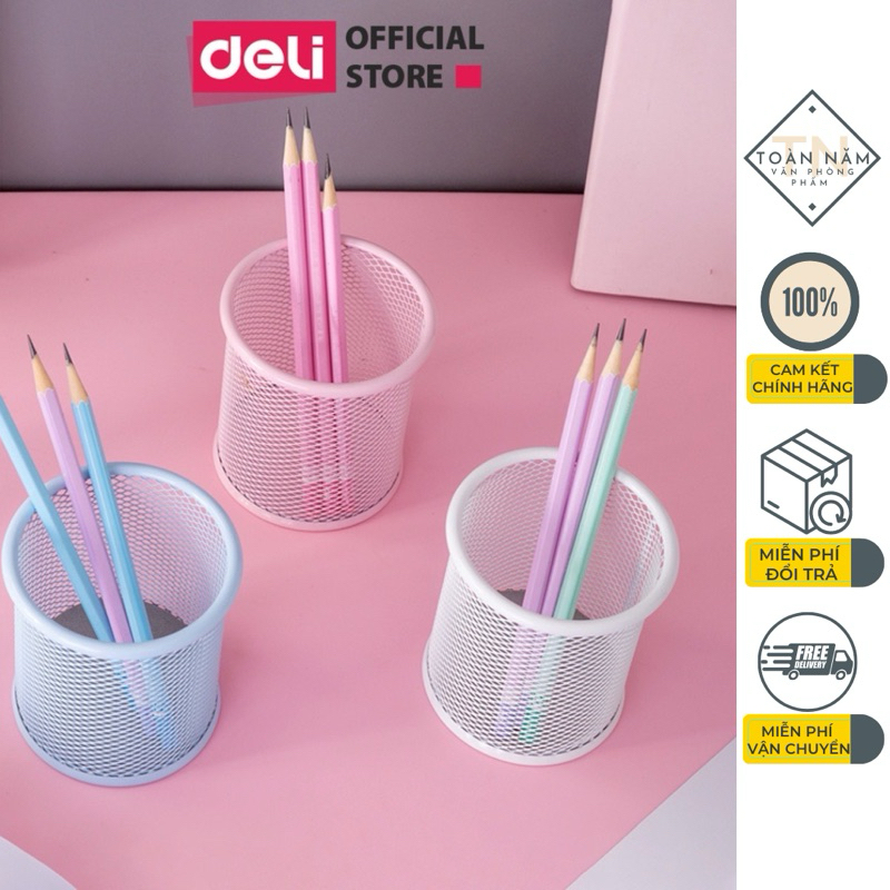 Cốc cắm bút kim loại hình tròn Deli 9153 | Shopee Việt Nam