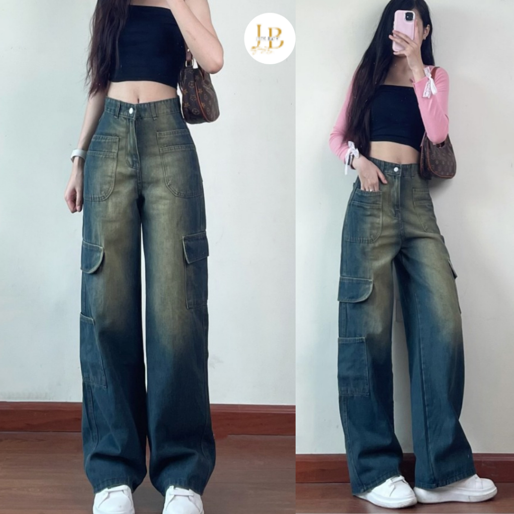 Quần jean túi hộp Junboy ống rộng retro 7132 P0K48 | Shopee Việt Nam