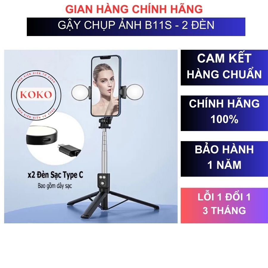Gậy Chụp Ảnh Cao Cấp B11S 3 Chân, Kèm Tripod, Đèn Led, Điều Khiển Từ Xa - KOKO | Shopee Việt Nam