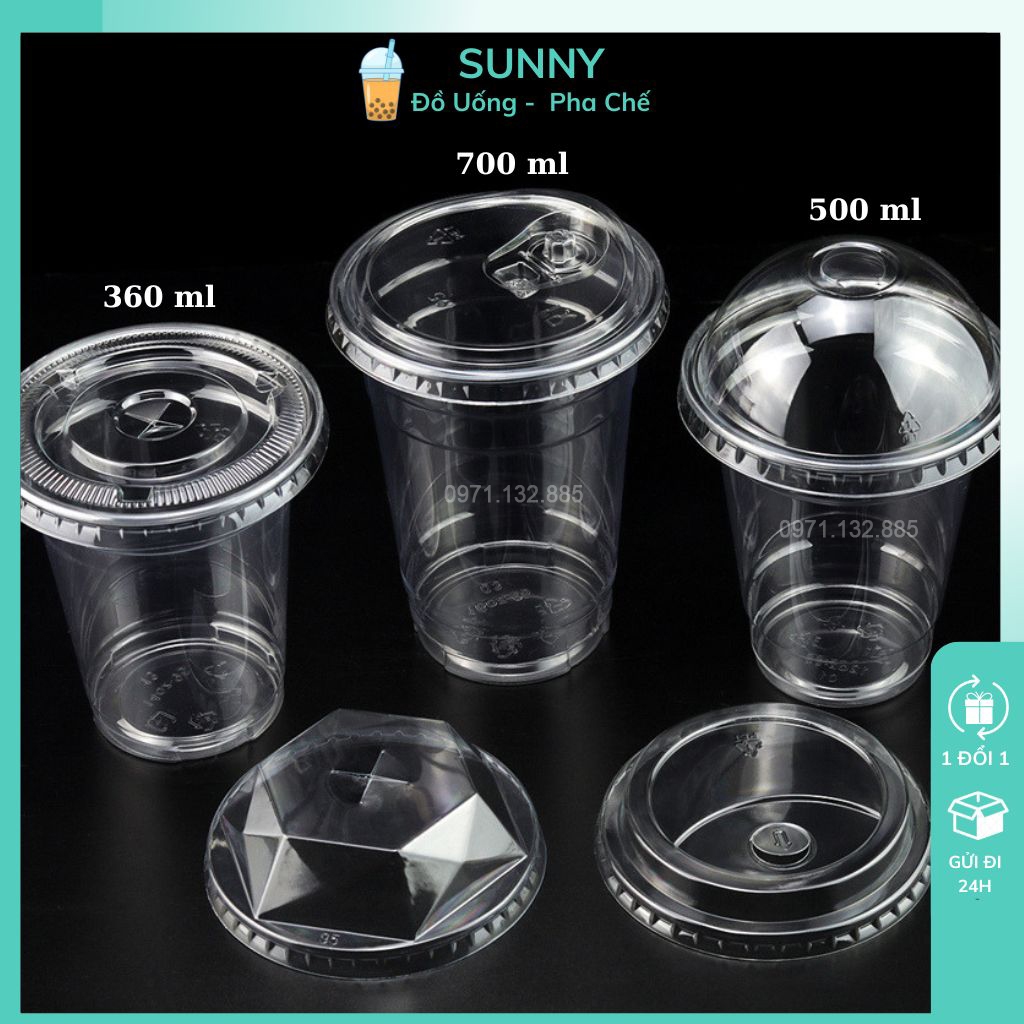 Lốc 50 Ly Nhựa, Cốc Nhựa Dùng 1 Lần, Ly Nhựa PP Trơn Đáy Bằng Loại Dày 360ml, 500ml, 650ml ...