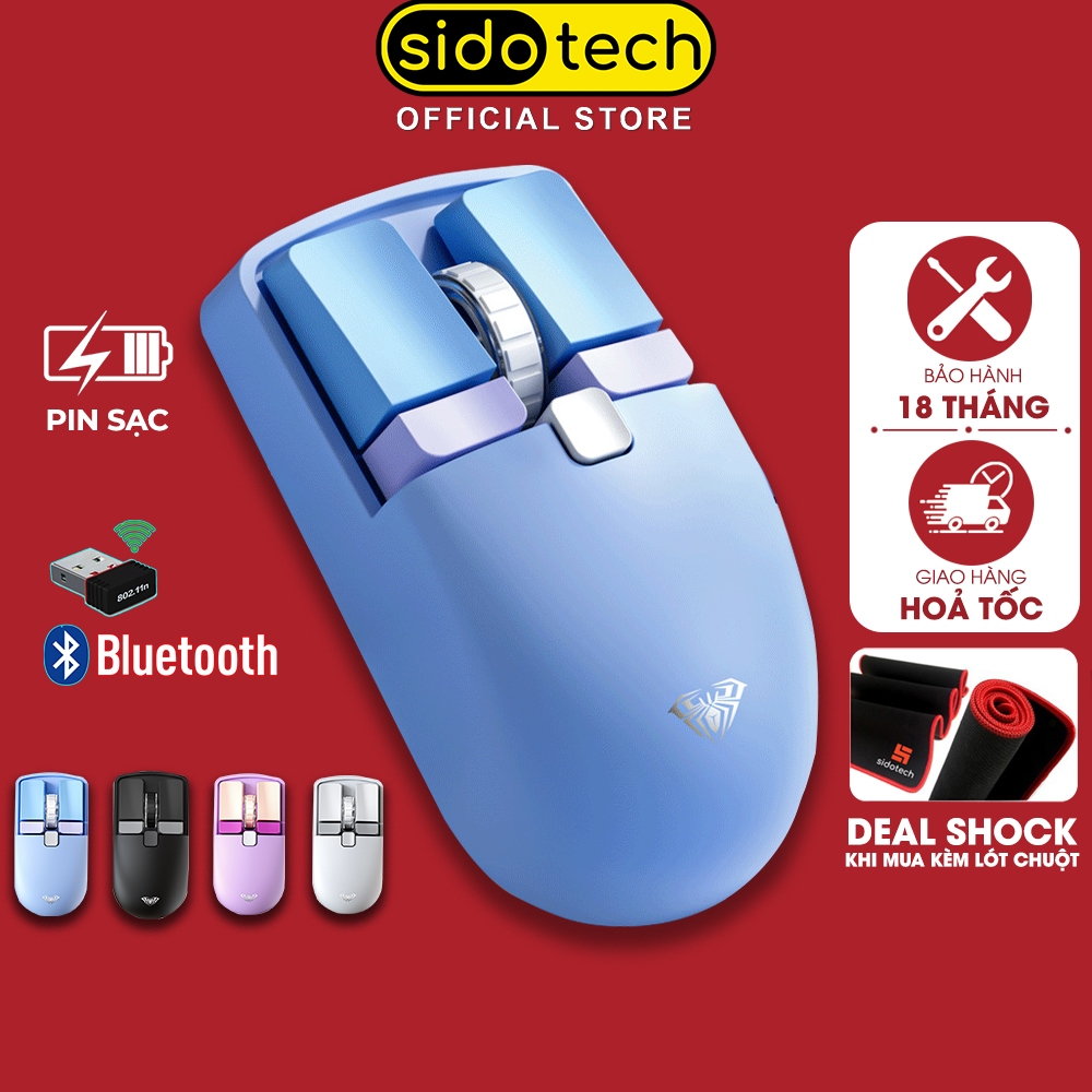 Chuột không dây bluetooth SIDOTECH AULA SC320 pin sạc 6 nút bấm gaming ...