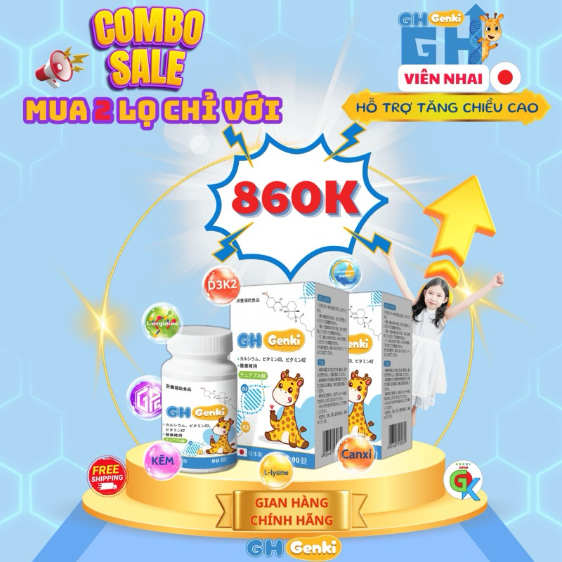 Combo 2 GH Genki Nhật Bản - Viên nhai tăng chiều cao Nhật Bản - hộp 90 viên | Shopee Việt Nam