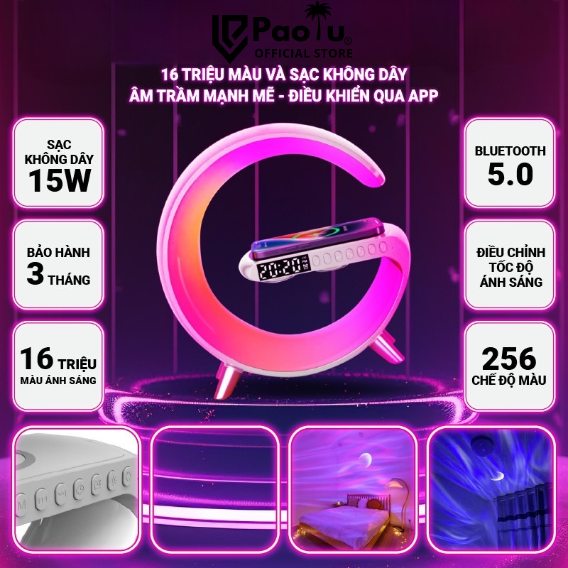 Loa Bluetooth Chữ G Led RGB, Sạc Nhanh Không Dây,Đèn Nháy Theo Nhạc ...