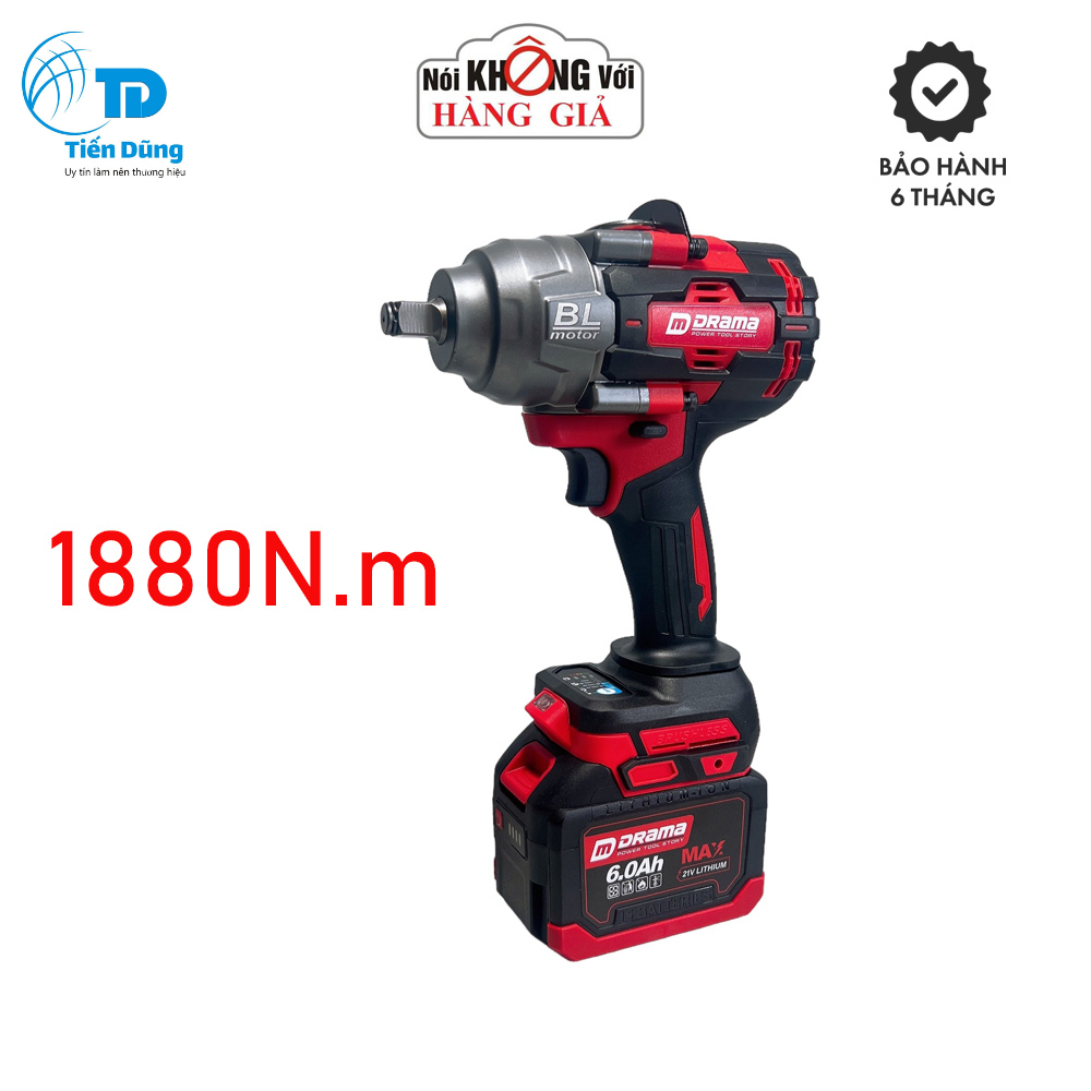 Máy siết bulong pin DRAMA D5600, Lực siết 1880Nm, Động cơ Không chổi than Chân pin phổ thông 4cm ...