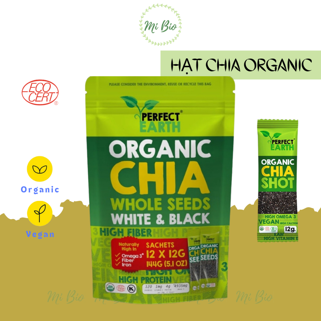 Hạt chia hữu cơ Chia Seed 144g (12 gói nhỏ x 12g) - Perfect Earth | Shopee Việt Nam