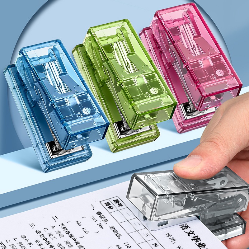 Dập Ghim Giấy Màu Trong Kèm Hộp Ghim Nhỏ Gọn Ghim Trên Nhiều Chất Liệu