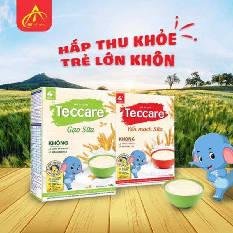 Bột ăn dặm dành cho bé 4 tháng Teccare yến mạch, gạo sữa ( hộp 200g ) | Shopee Việt Nam