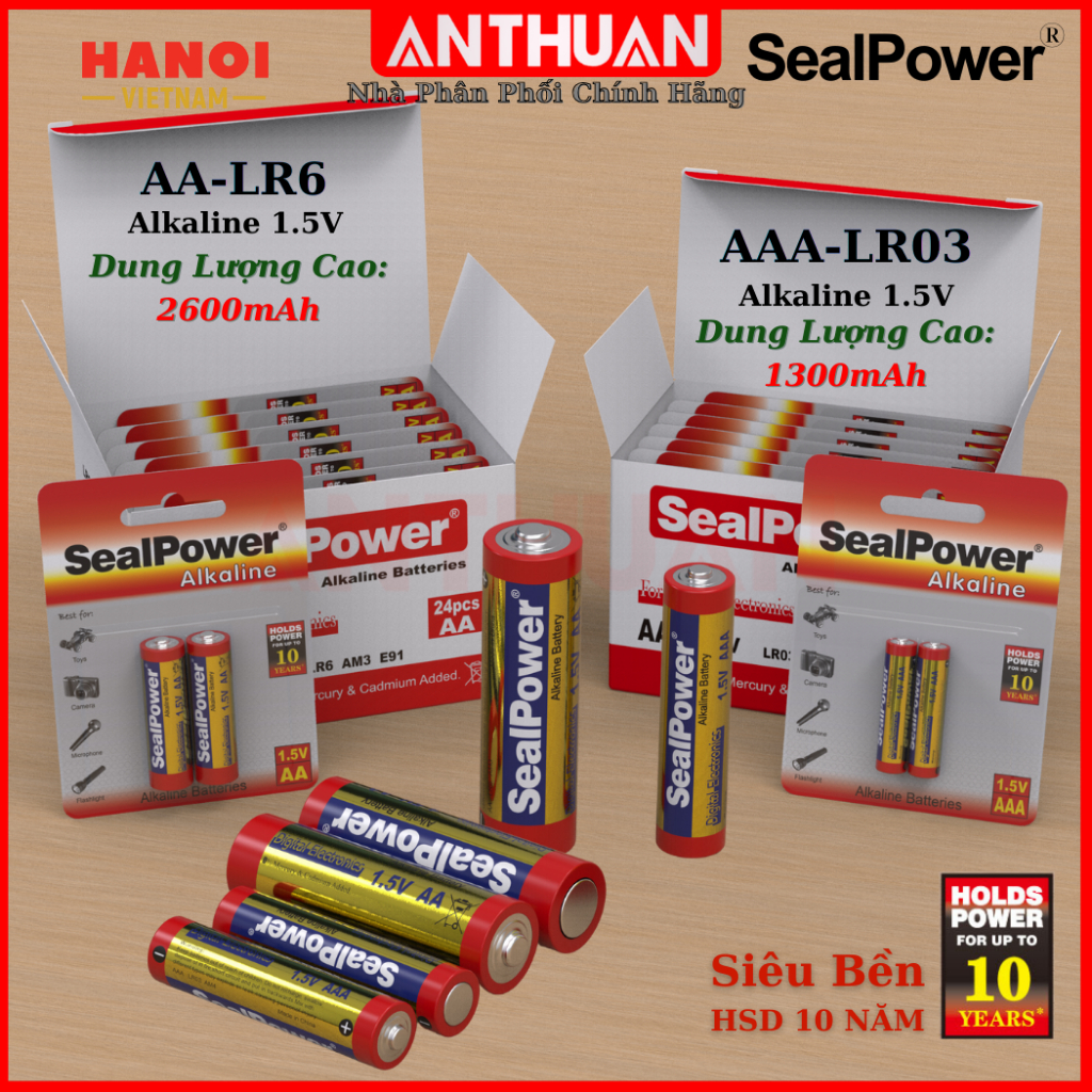 PIN XỊN - AA / AAA PIN TIỂU(2A) / ĐŨA(3A) 1.5V Alkaline SealPower LR6 ...