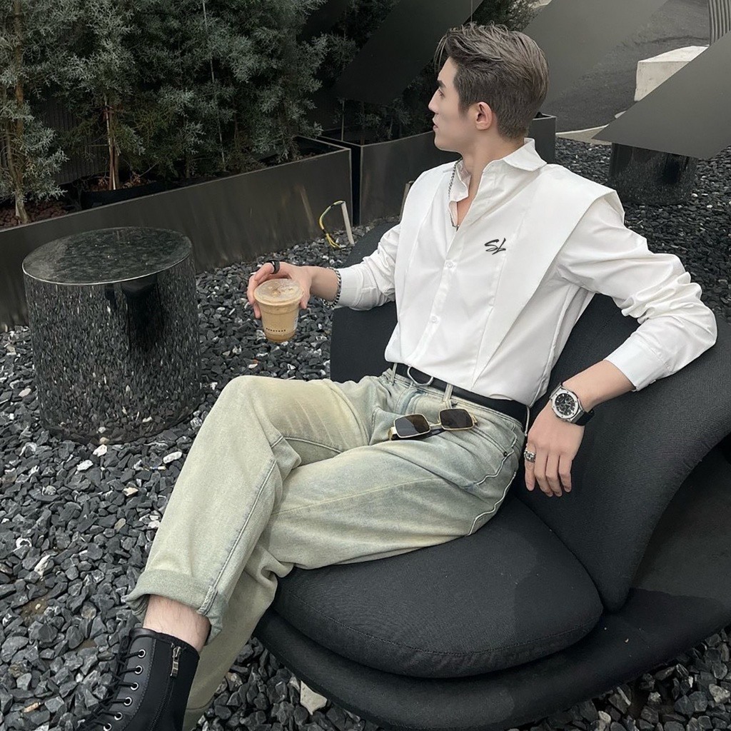 Áo sơ mi nam tay dài SILAS Hurrican Kiểu Hack Vai Ricky Họa Tiết Thêu ...