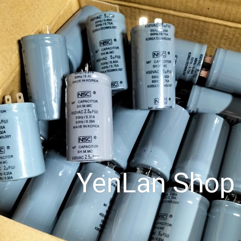 (Tụ dầu ) tụ điện tròn 2uf ;2,5uf; 3 uf; 4 uf ; 5 uf dùng thay thế cho quạt điên, máy bơm ...