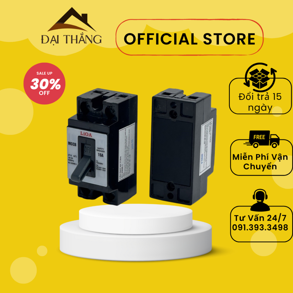 Át atomat Lioa 15A - 20A - 30A át điều hòa bình nóng lạnh tự ngắt ...