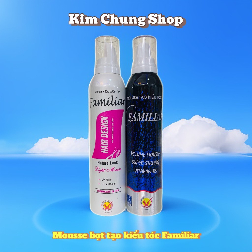 Combo 2 chai Mousse bọt xịt tạo kiểu tóc Familiar (1 cứng, 1 mềm ...