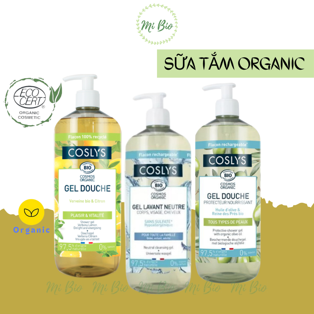 Sữa tắm hữu cơ dạng Gel chiết xuất từ Ôliu - cỏ roi ngựa - lô hội cho da nhạy cảm (Coslys ...