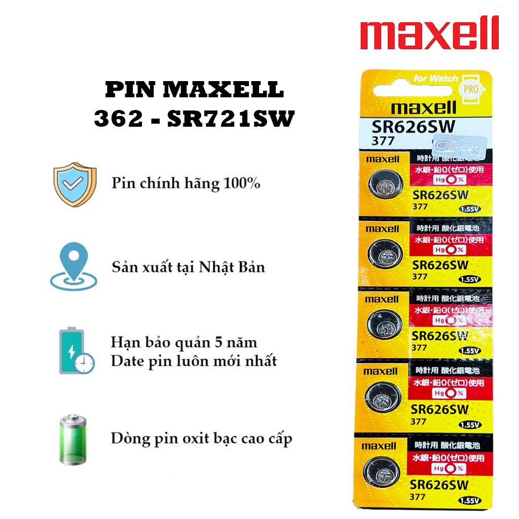 [CHÍNH HÃNG] Pin đồng hồ Maxell 377 SR626SW dành cho đồng hồ dùng pin ...