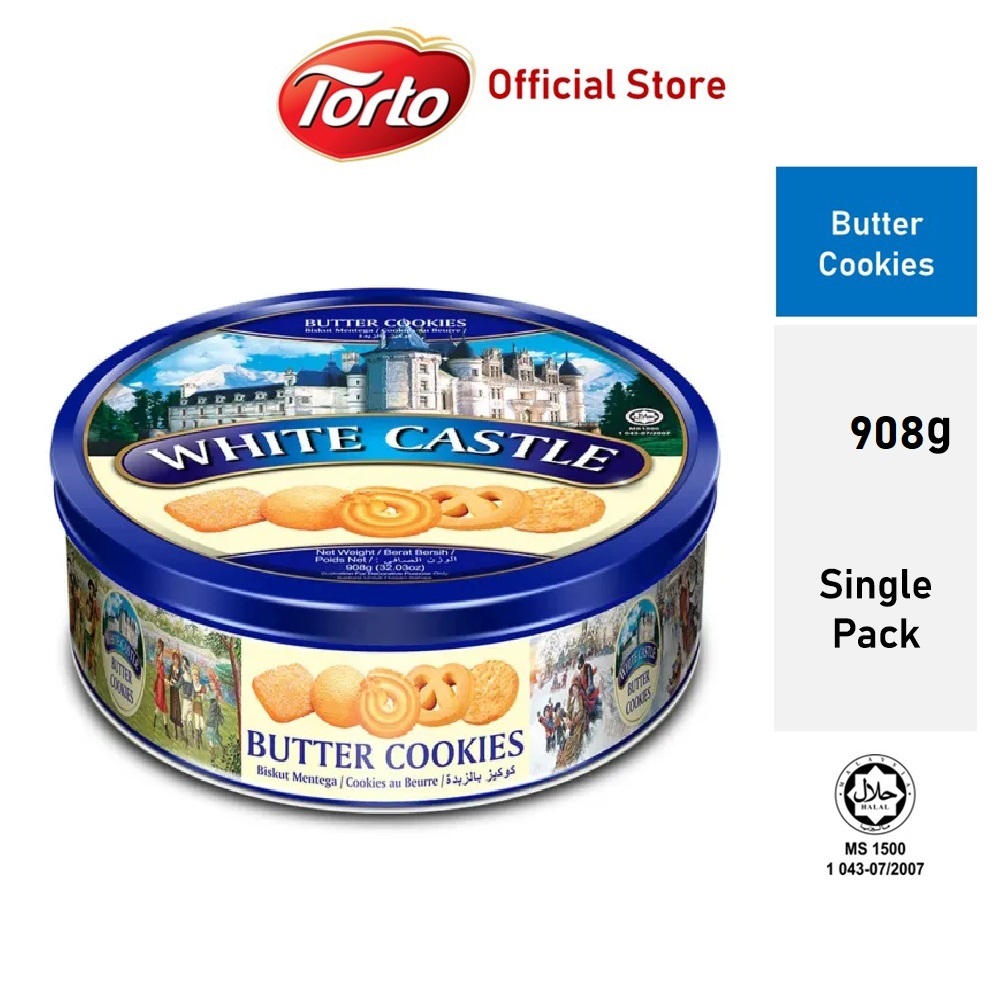 Bánh quy bơ Torto Malaysia hộp thiếc 908g White Castle Butter Cookies ...