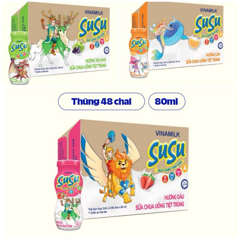 Thùng Sữa chua uống Susu 48chai x 80ml( đủ vị)date mới | Shopee Việt Nam