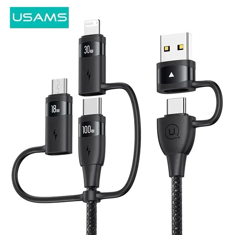 [ Usams 100W ] Cáp Sạc Nhanh 100W Usams 3 in 2 USB-A + USB-C Sang Type ...