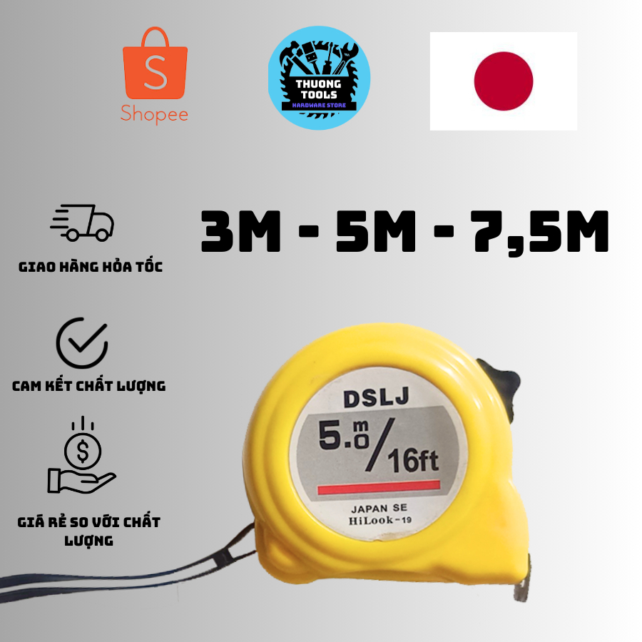 Thước cuộn dây rút 3m - 5m - 7,5m thép dẻo phủ chống ăn mòn Protek ...