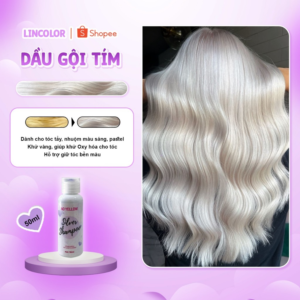 Dầu gội tím, DẦU GỘI TÍM khử vàng LIN_COLOR, giúp tóc tẩy khử sắc tố ...
