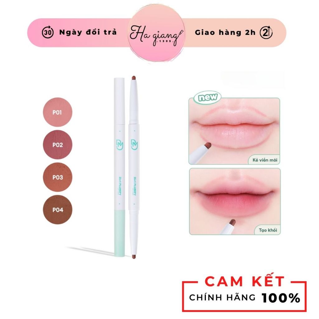 Kẻ viền môi DEARMAY 2in1 Plumpy Lip Liner P01 Bloom Rosy 0.36g hai đầu ...