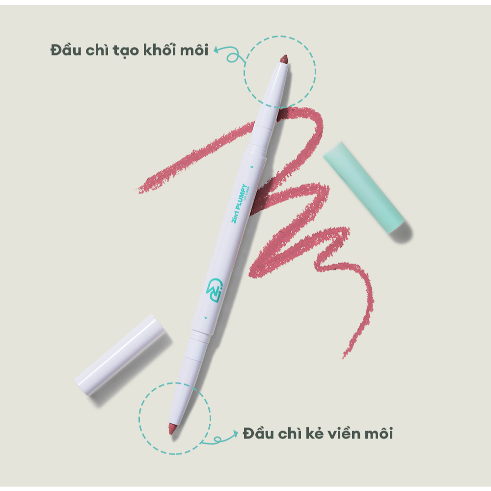 Kẻ viền môi DEARMAY 2in1 Plumpy Lip Liner P01 Bloom Rosy 0.36g hai đầu ...