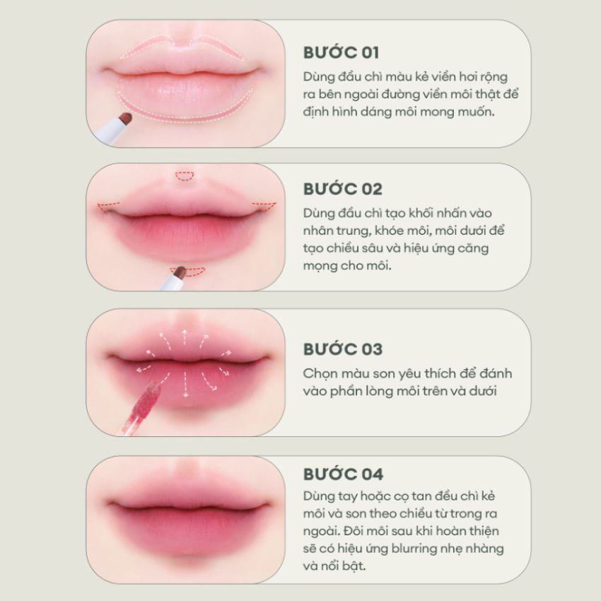 Kẻ viền môi DEARMAY 2in1 Plumpy Lip Liner P01 Bloom Rosy 0.36g hai đầu ...