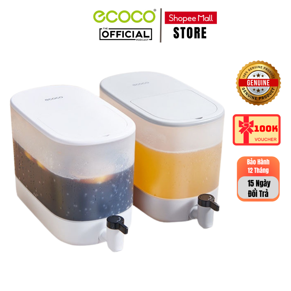 Bình Nước Tủ Lạnh ECOCO 4L, Không chứa BPA, Có Vòi Đựng Nước Ép, Trái Cây Cao Cấp Tiện Dụng ...